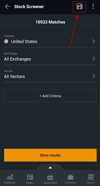 Saving stock screener choices for future downloads – Investing.com Support